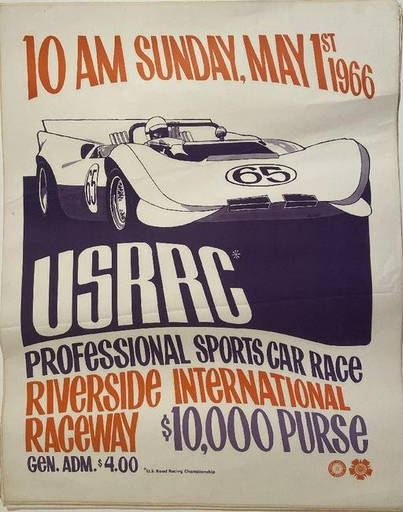 1966 Rare Vintage Riverside Raceway Usrrc (can Am) Poster