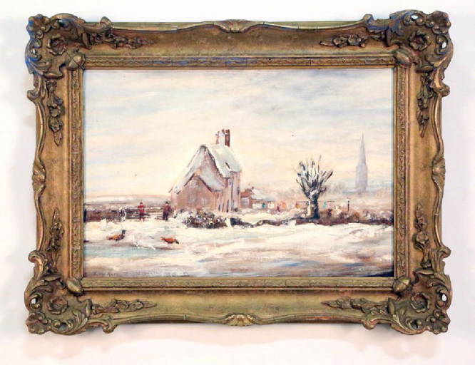 Evan Klee "landscape" Oil On Canvas In Gilt Frame