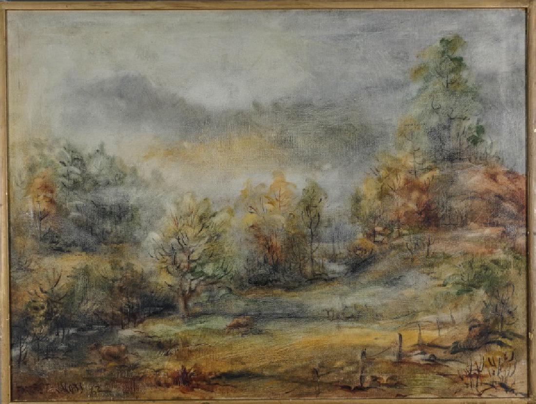 Forrest Jacobs "landscape" Oil On Canvas, 1962