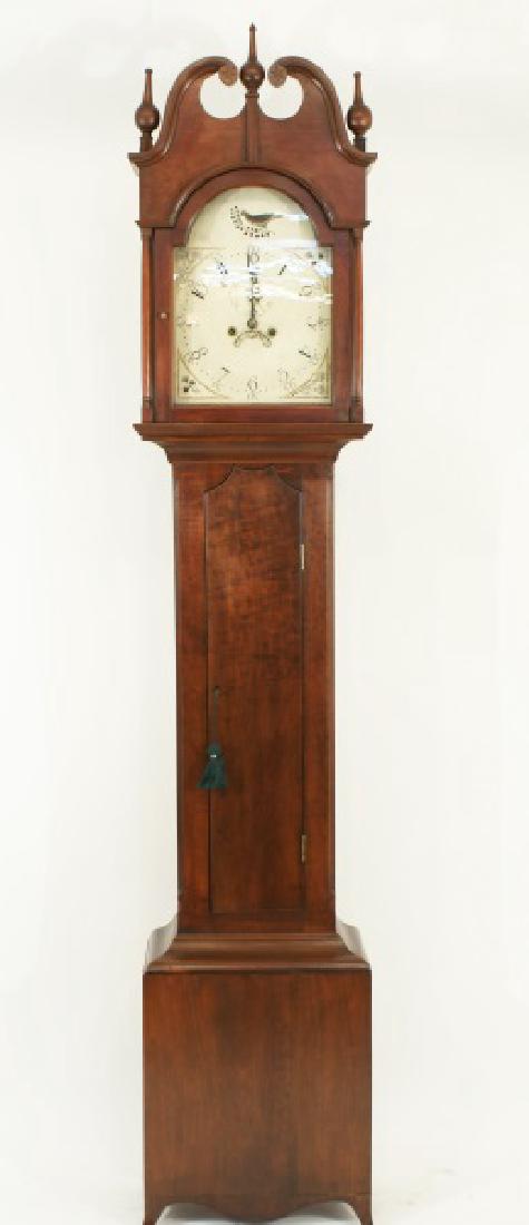 ANTIQUE AMERICAN CHERRY GRANDFATHER CLOCK