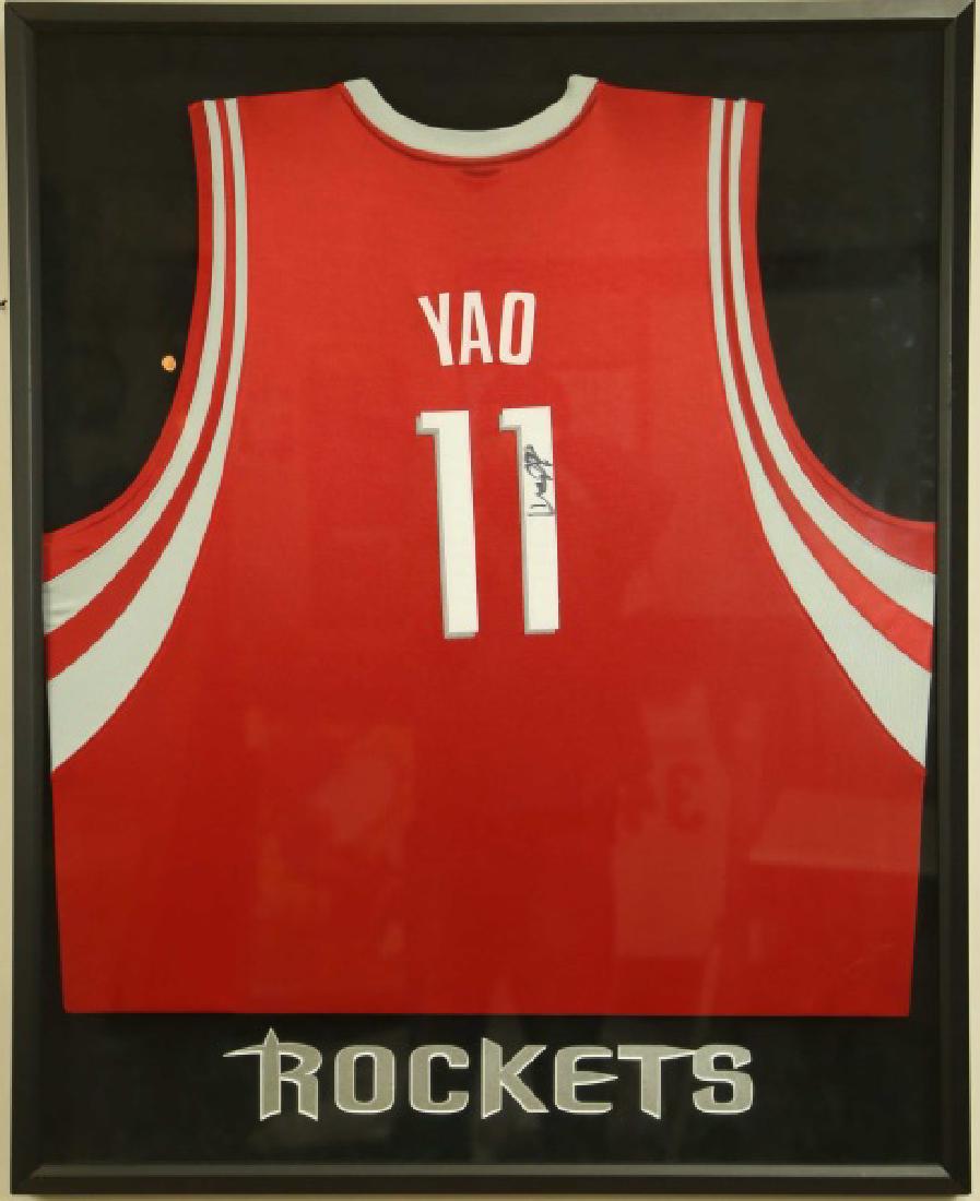 SIGNED FRAMED YAO MING ROCKETS JERSEY