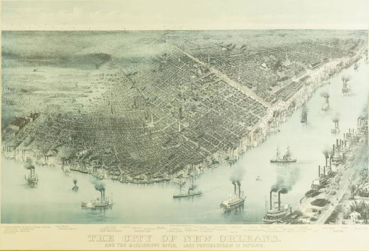 Currier & Ives "map Of The City Of New Orleans" 1885