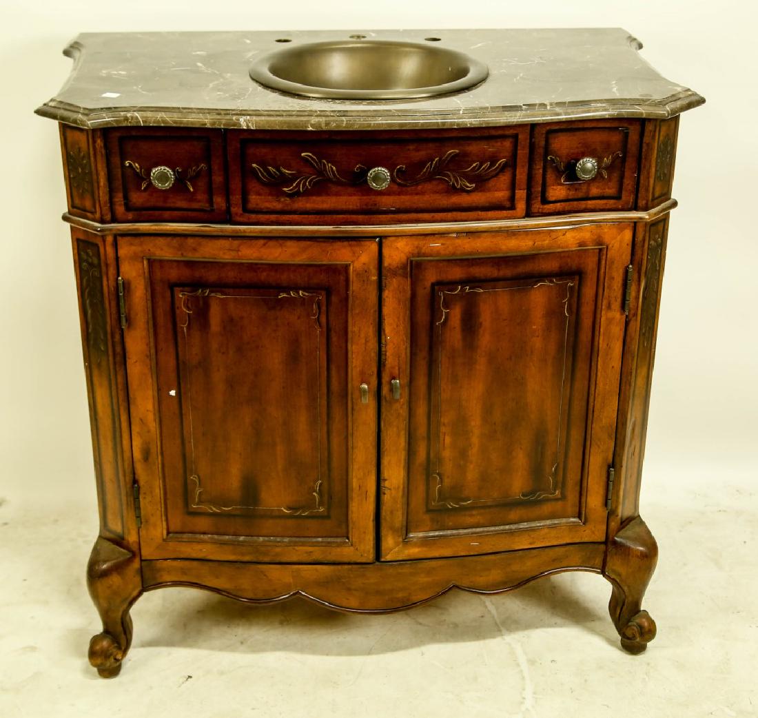 LAVATORY CABINET WITH BRASS METAL BASIN
