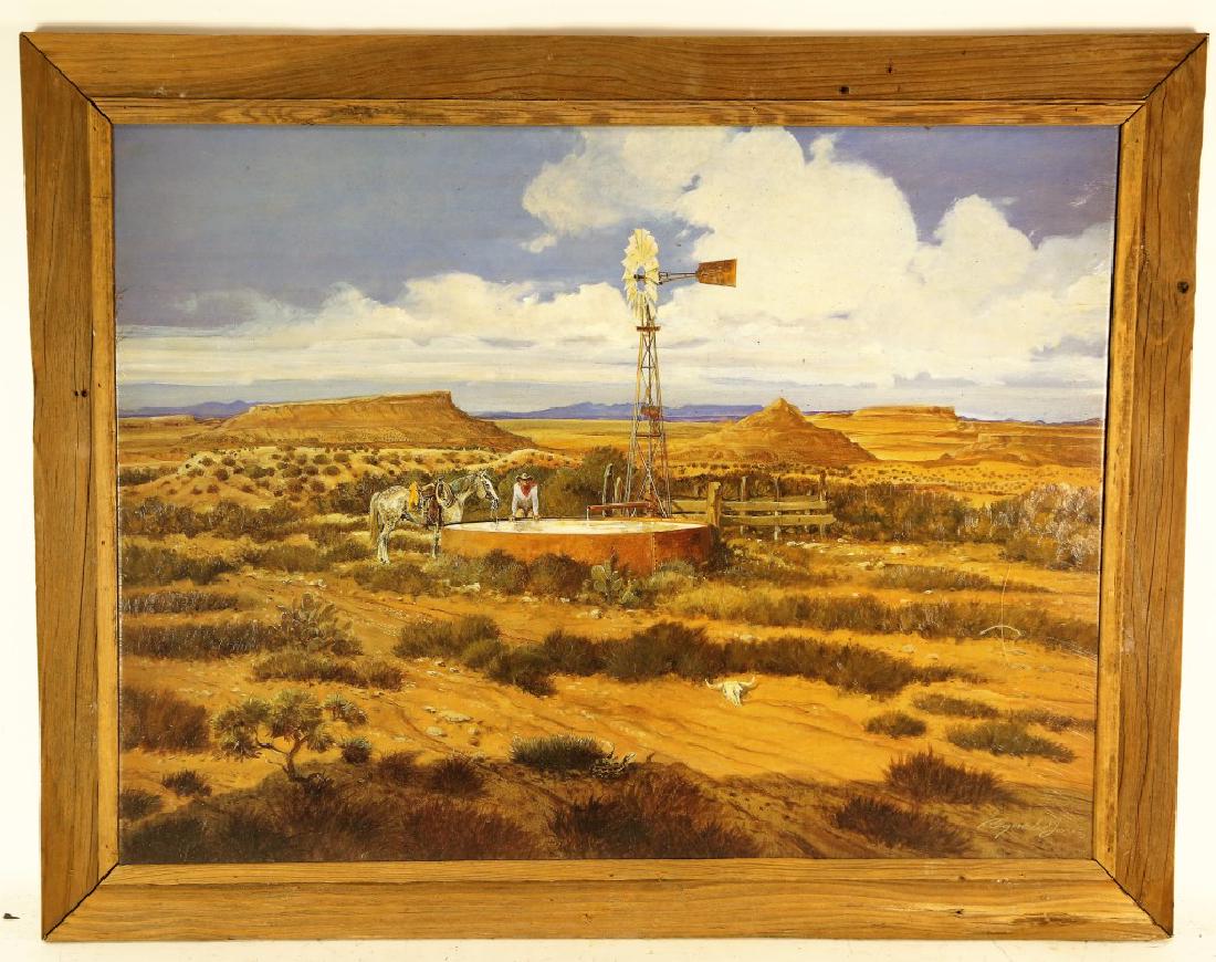 REGINALD JONES "WESTERN SCENE" OIL PAINTING