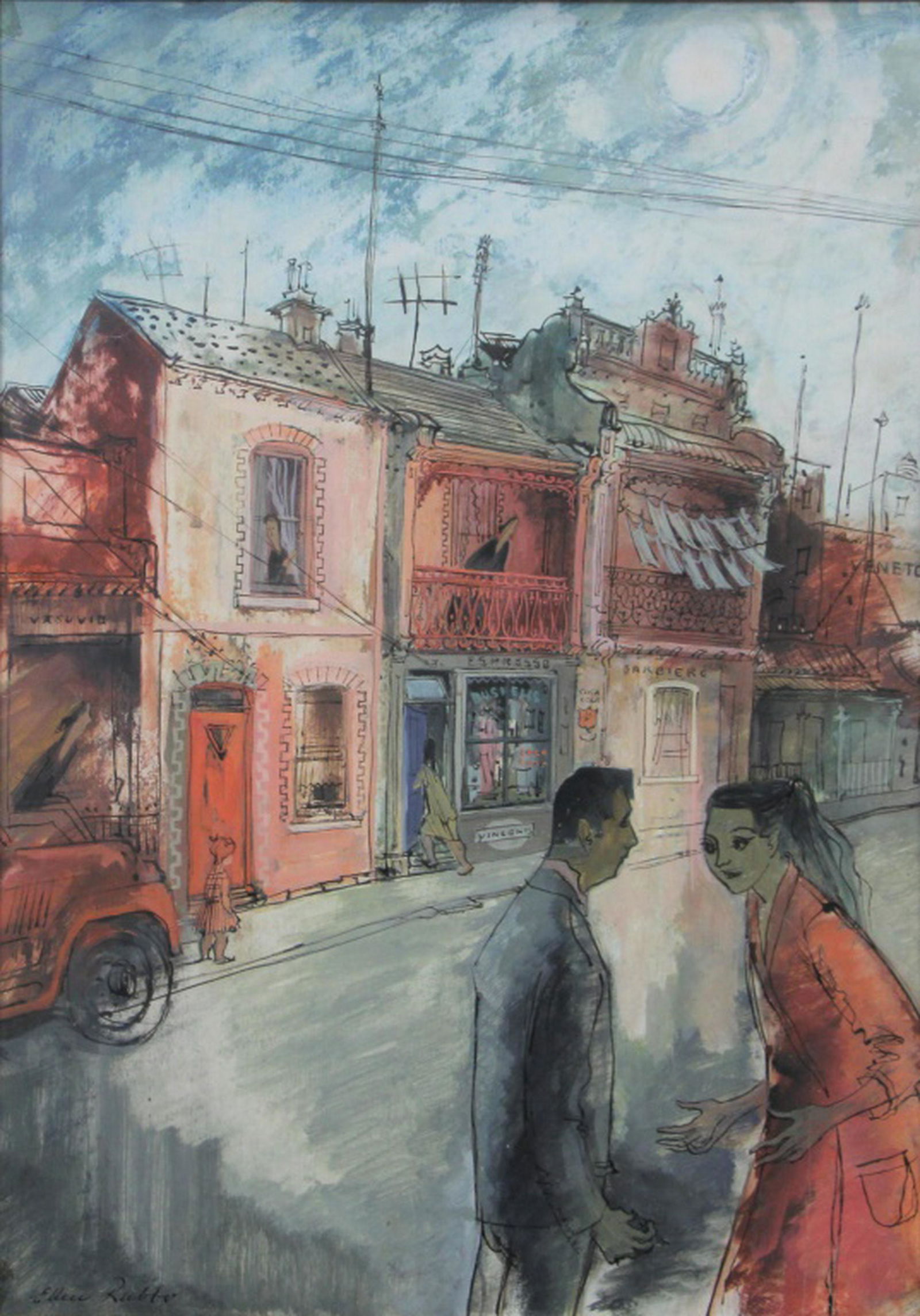 ELLEN RUBBO "STREET SCENE" WATERCOLOR - Aug 24, 2019 | Lewis & Maese ...