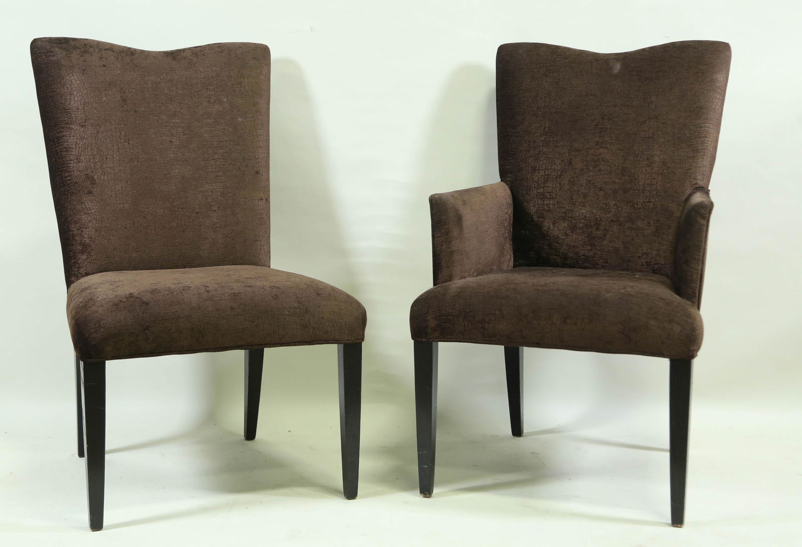 Lot Of Six Brown Velvet Velour Dining Chairs