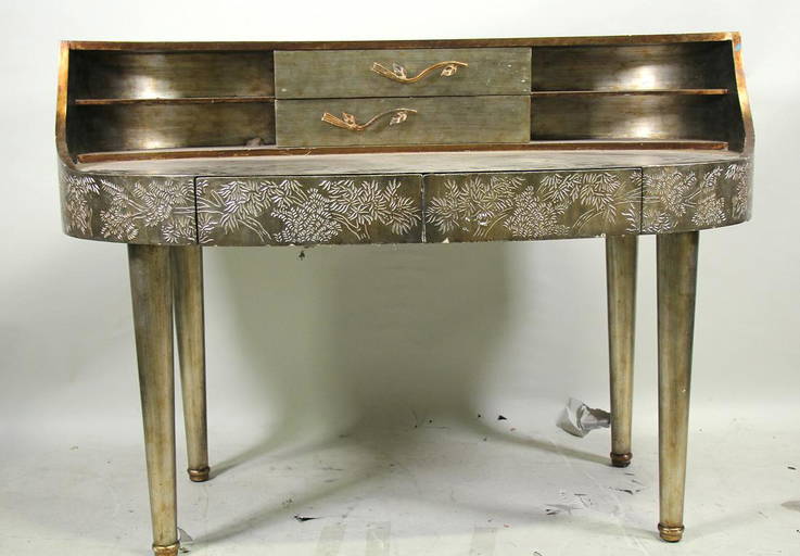 Contemporary Silver Leaf Desk