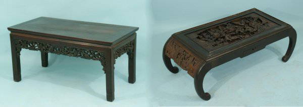 Two Antique Chinese Carved Coffee Tables
