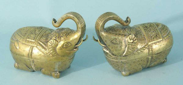 Chinese Elephant Containers With A Vermeil Finish