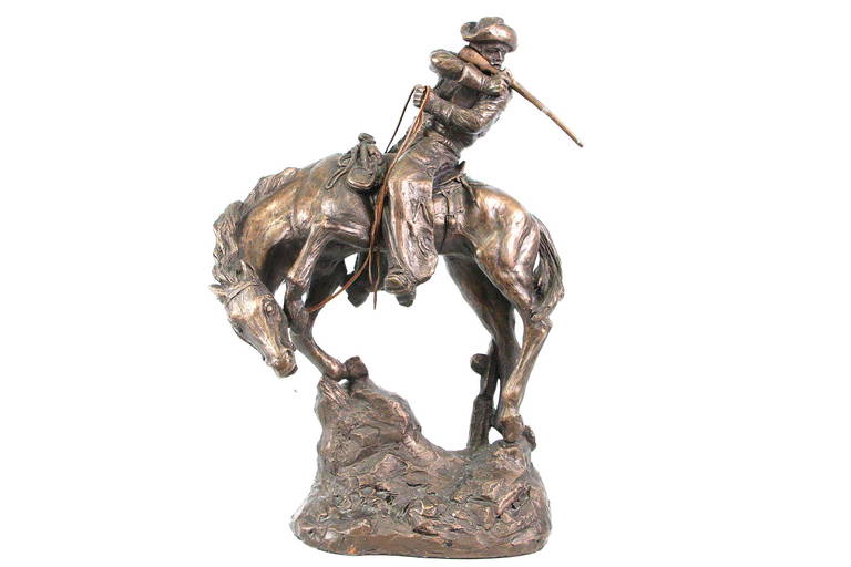 Austin Prod Inc 1978 Bronze Horse And Cowboy
