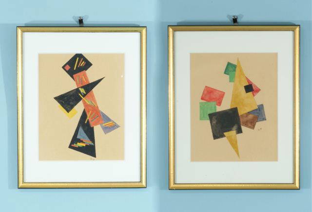 2 Olga Rozanova "abstract Geometrics" Watercolor
