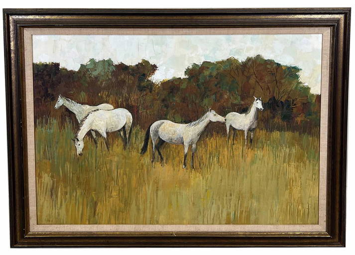 HERB MEARS "FOUR HORSES" OIL ON PANEL PAINTING - Jun 25, 2022 | Lewis ...