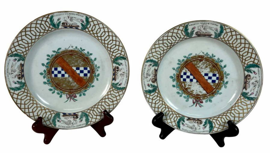 PAIR OF PLATES STAMPED "VIRESCIT VULNERE VIRTUS" (#0127) on Dec 11 ...