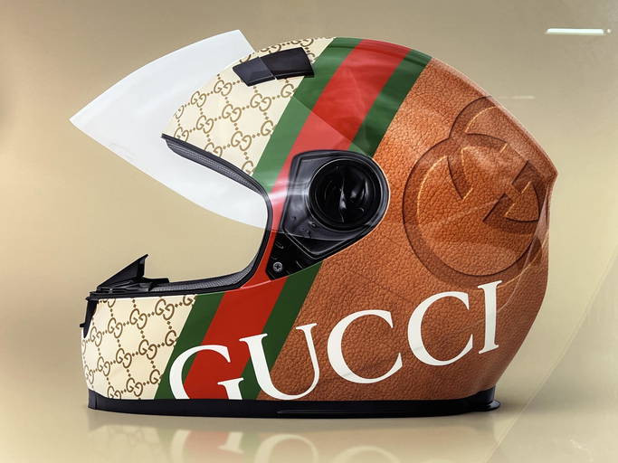 GUCCI MOTORCYCLE HELMET REVERSE GLASS ART (#0100) on Jan 11, 2023 ...