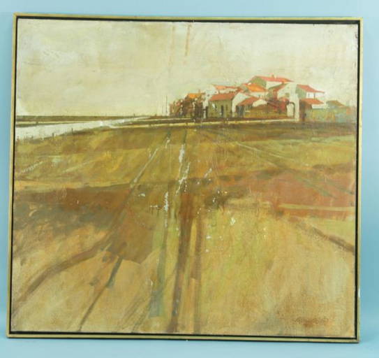 Al Barnes "villagescape" Acrylic On Panel