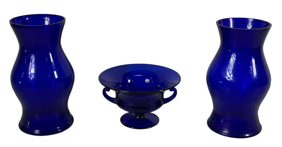 Pair Of Mid Century Cobalt Blue Hurricane Shades