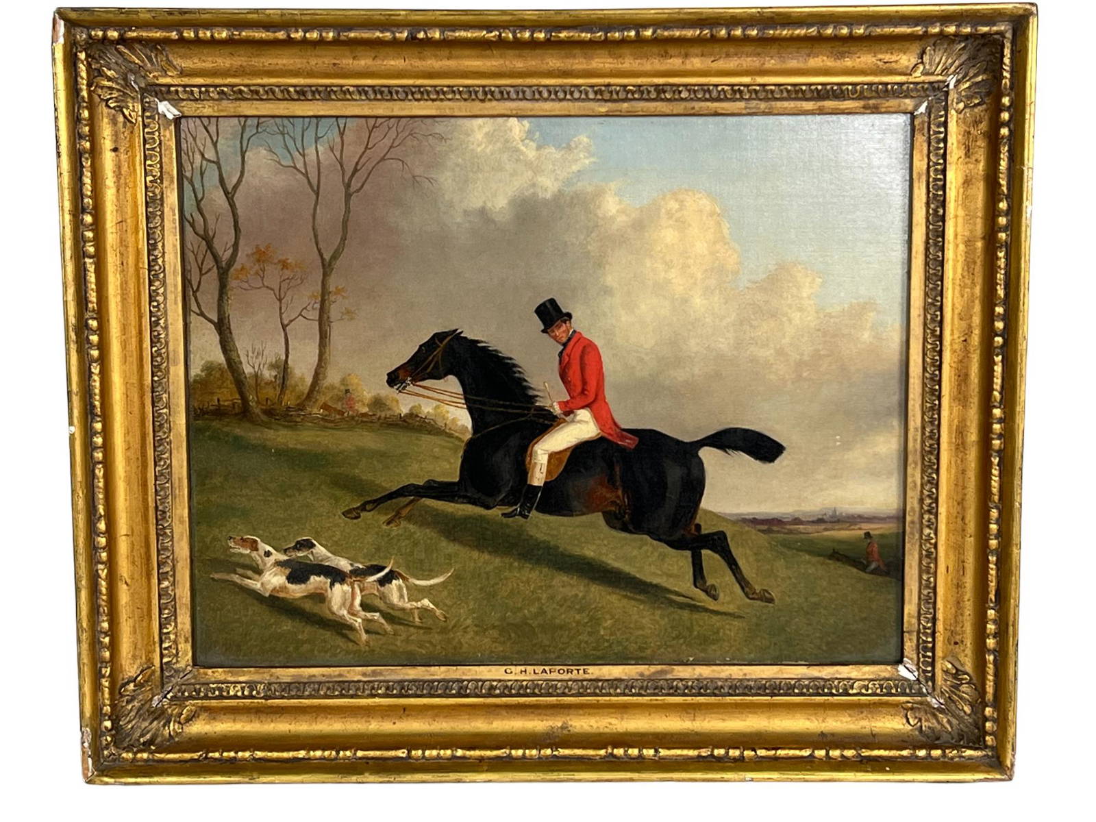 G.h. Laporte Mounted Hunter Oil On Canvas (1) Auction