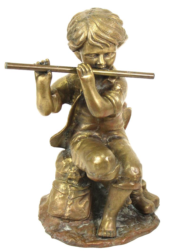 Bronze Boy Playing The Flute Auction