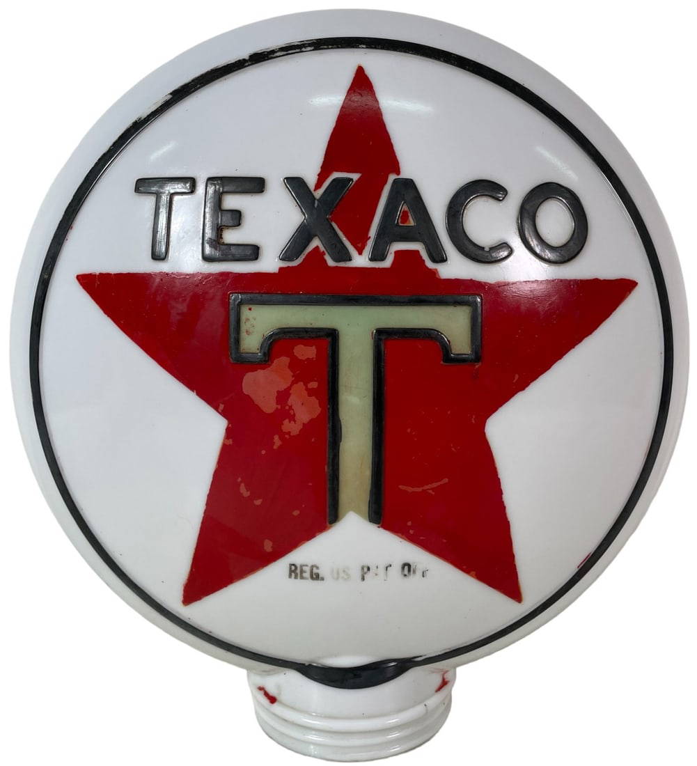 1920 Texaco Embossed Milk Glass Gas Pump Globe Auction
