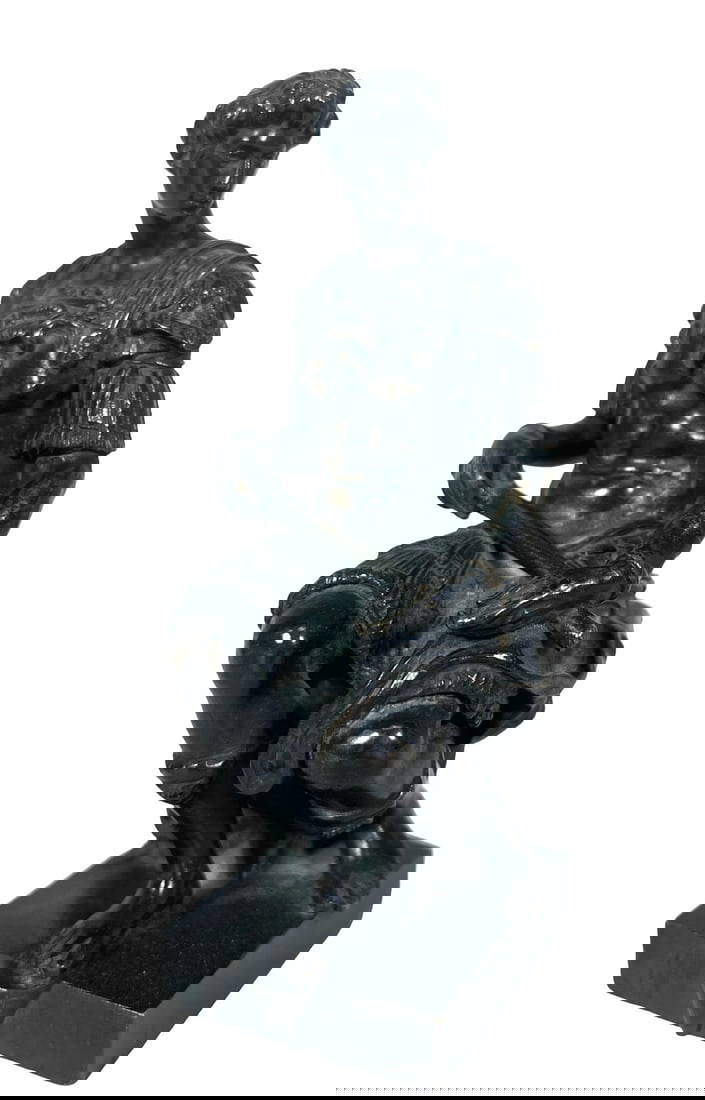 Cast Bronze Sitting Roman In Armour Sculpture Auction