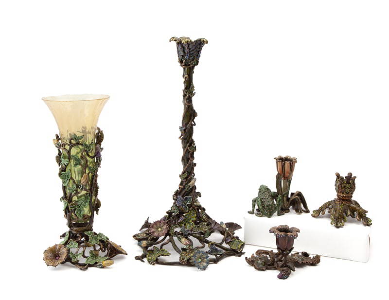 5 Jay Strongwater Enamel & Jewel Table Articles Auction