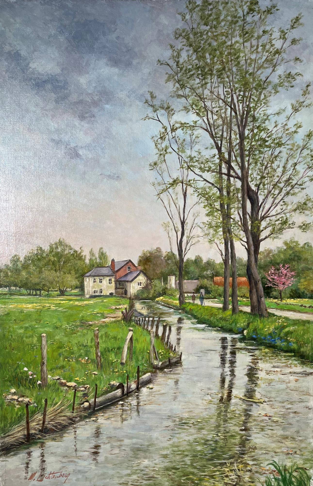 Manes Lichtenberg Country House Oil On Canvas Painting Auction