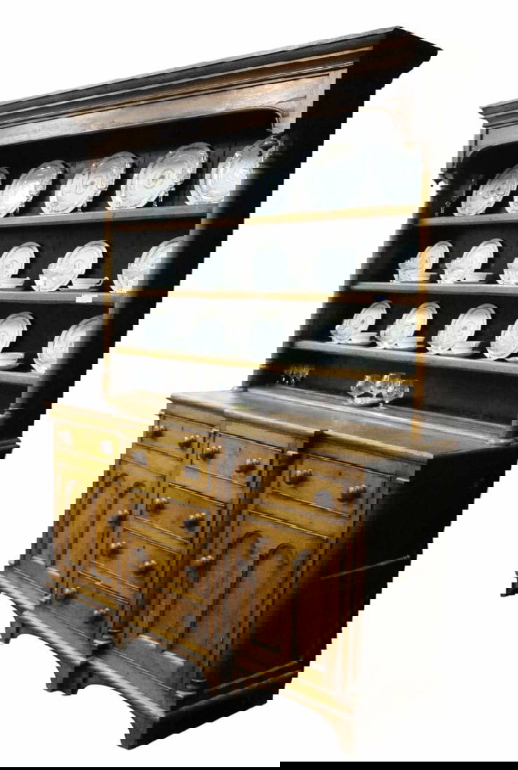 19th Century English Hutch With Plate Rack Auction