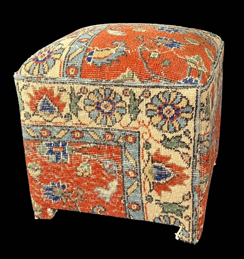 Two Antique Turkish Rug Wrapped Stools Auction