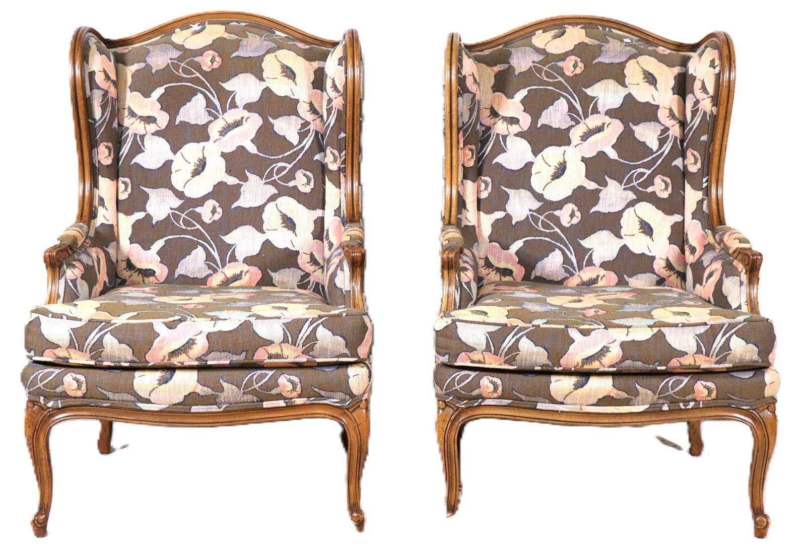 Pair Of Baker Wing Back Chairs Auction