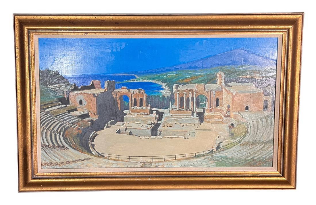 Herb Mears Ruins Oil On Canvas Painting Auction