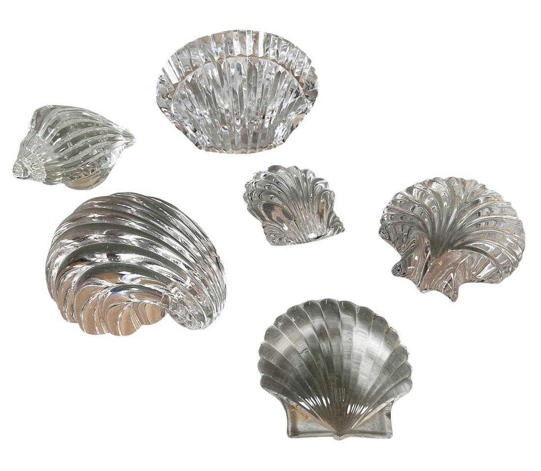 Set Of Six Glass/crystal Shells Auction
