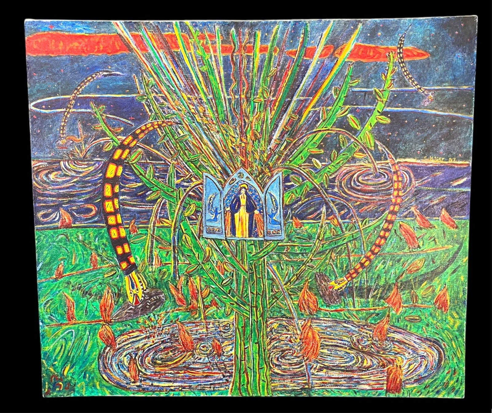 Craig Lesser "our Lady Of The Red Shift" Oil On Canvas. Height: 35 In ...