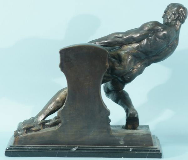 ART DECO MALE NUDE BRONZE SCULPTURE, H. BARGAS