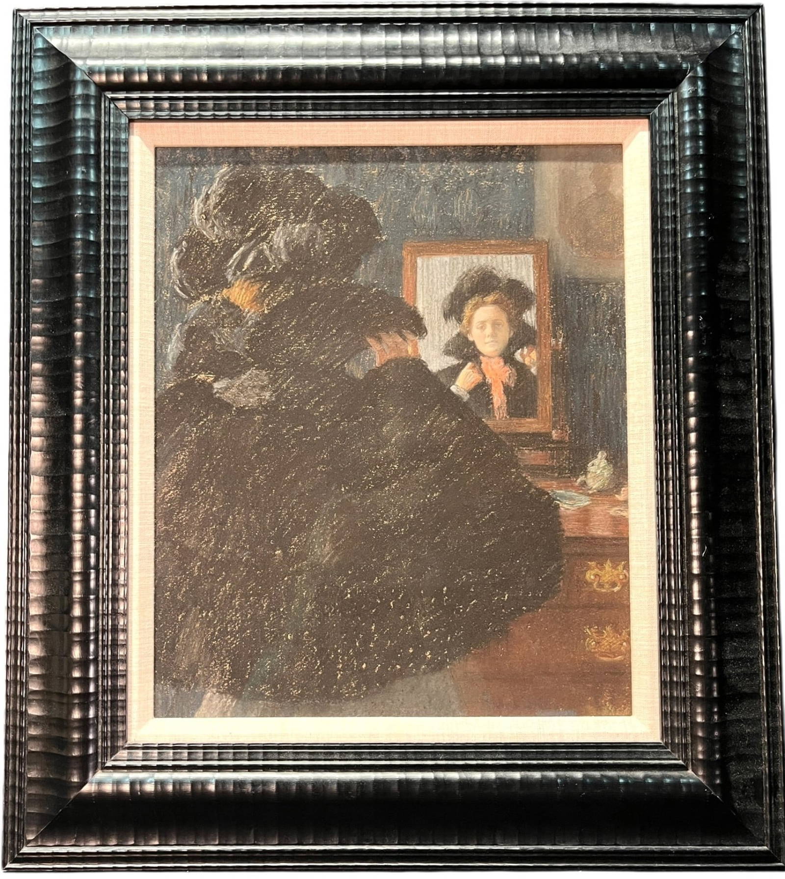 19th Century Woman In The Mirror Pastel On Paper Auction