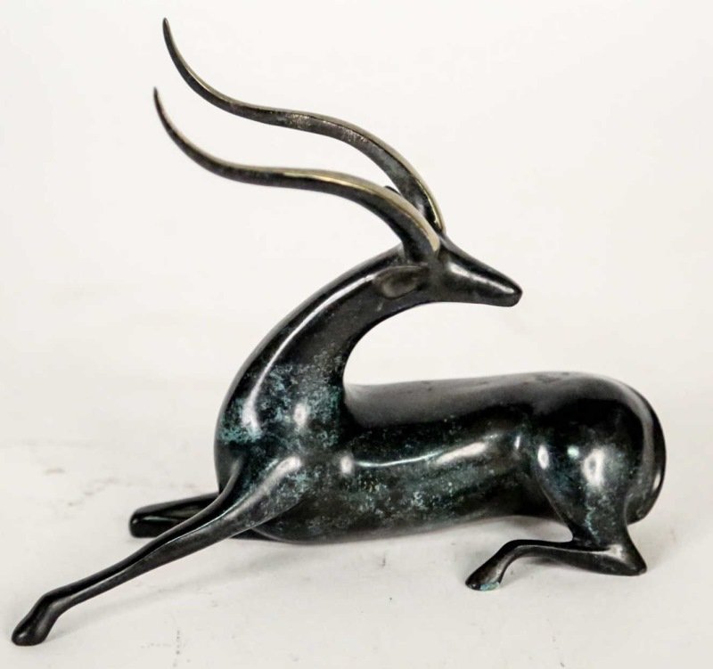 Loet Vanderveen Art Deco Antelope Bronze Sculpture