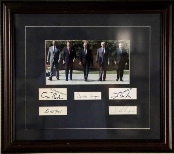 Framed Set Of Five U.s President Signatures