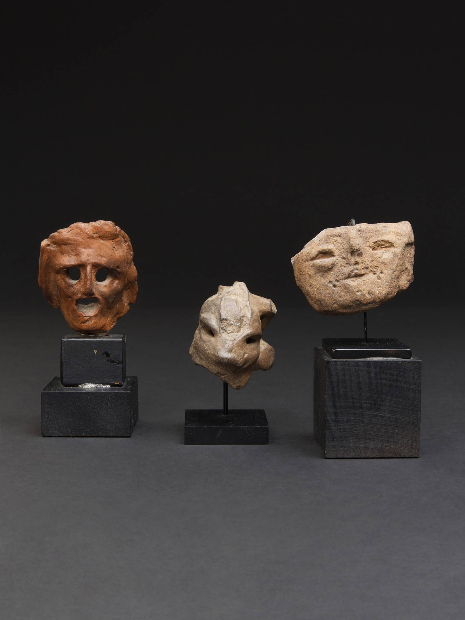 3 Terracotta Miniature Heads Auction