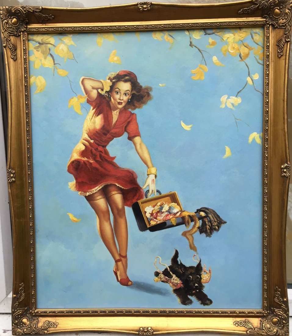 Original/Vintage PinUp Painting on Board - Gil Elvgren