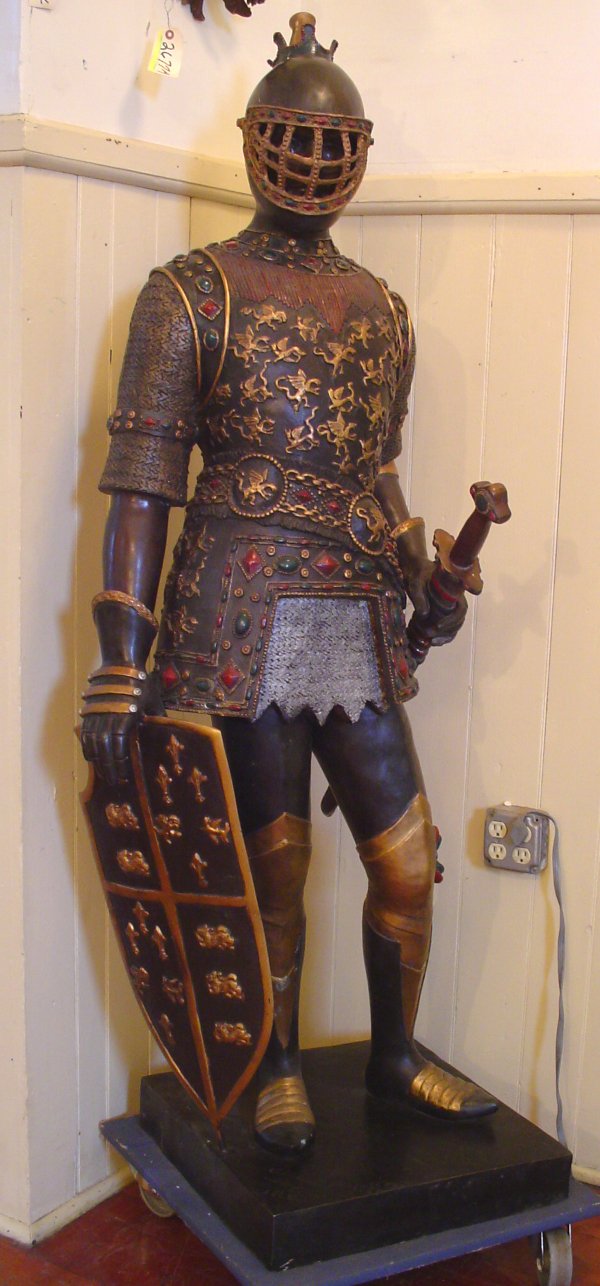 258: LIFE-SIZE MULTI-COLOR BRONZE KNIGHT W/JEWELS 1551