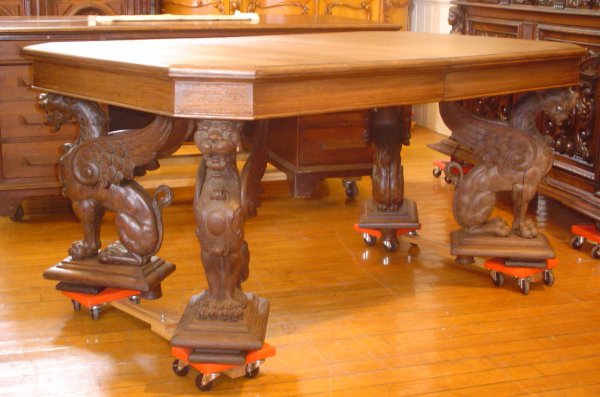 Antique Oak Table With Winged Griffin Legs 849a