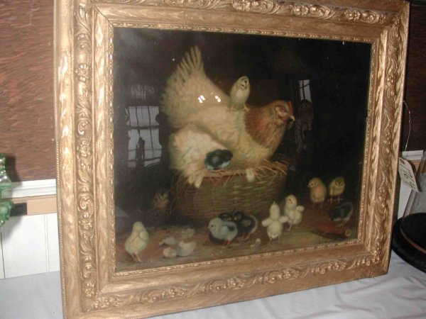 129:ANTIQUE BEN AUSTRIAN PRINT OF CHICKS & CHICKEN 1764