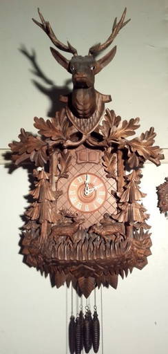 Awesome Large Black Forest Cuckoo Clock With Music Box, Deer, Trees ...