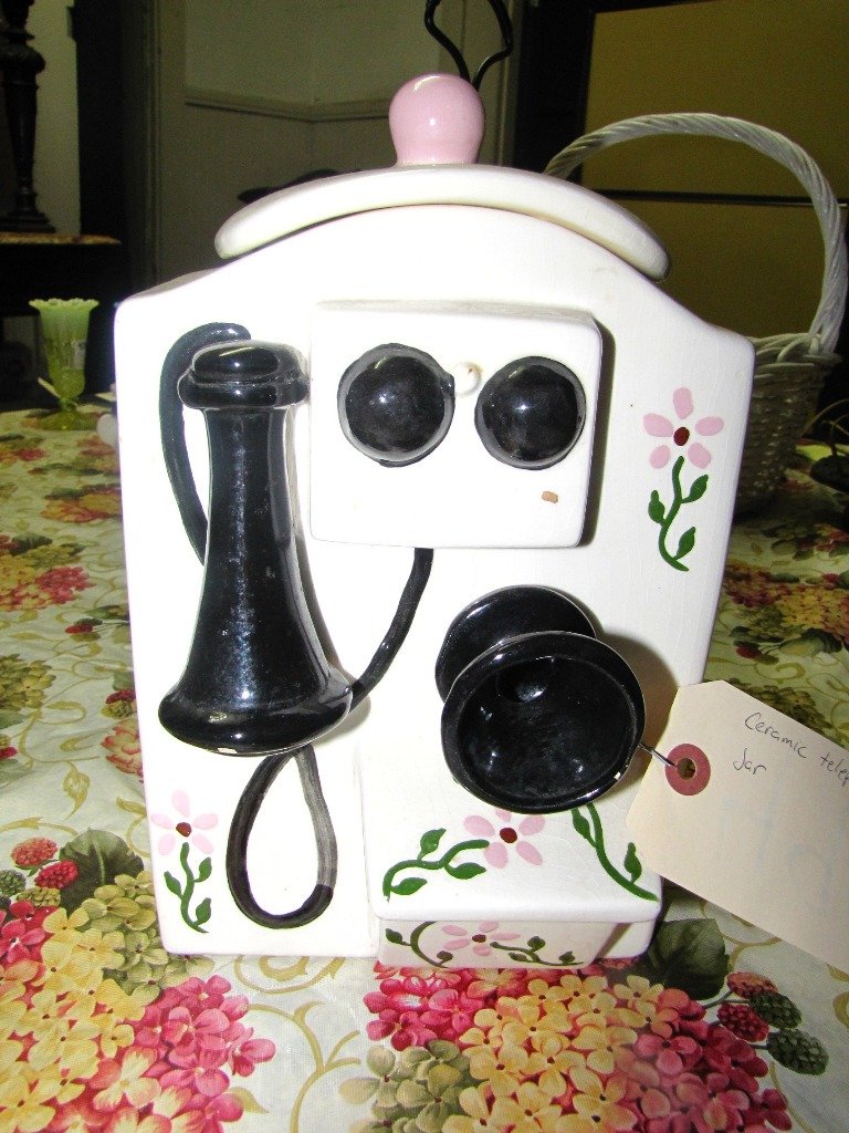 Ceramic Cookie Jar Shaped Likevintage Telephone 4947