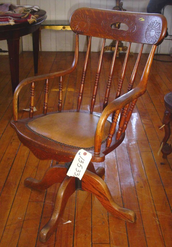 Solid Oak Office Chair W/swivel Base 13533x