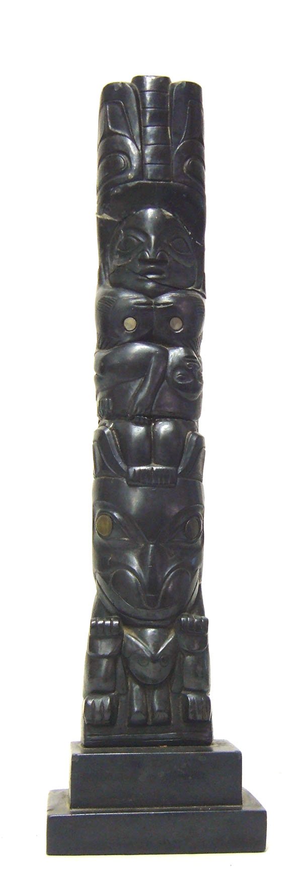 Inuit Carving Alaskan Totem Pole Black Stone