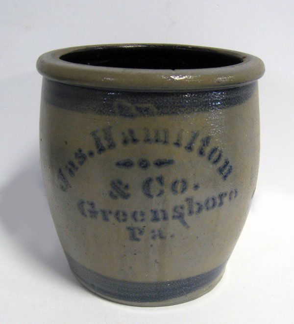 Jas. Hamilton Stoneware Crock. Tight Hairline Alon