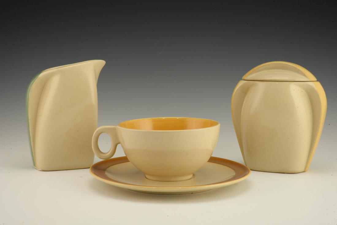 Eva Zeisel, Stratoware Cup, Saucer, Creamer & Sugar