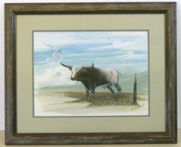 1209: TEXAS LONGHORN - JONNY HAWK WATERCOLOR