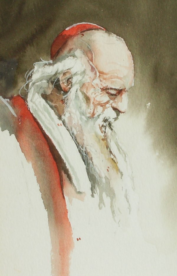 Larry Greer Portrait Watercolor (20th Cent)