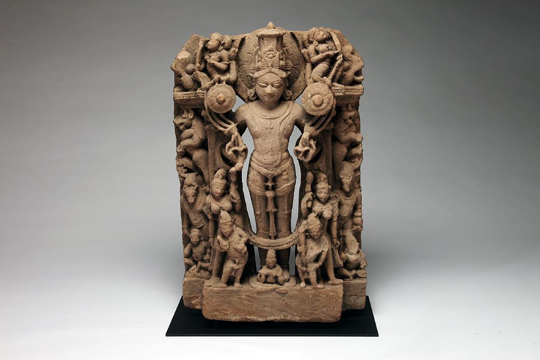 A Large Indian Sandstone Stele of Surya